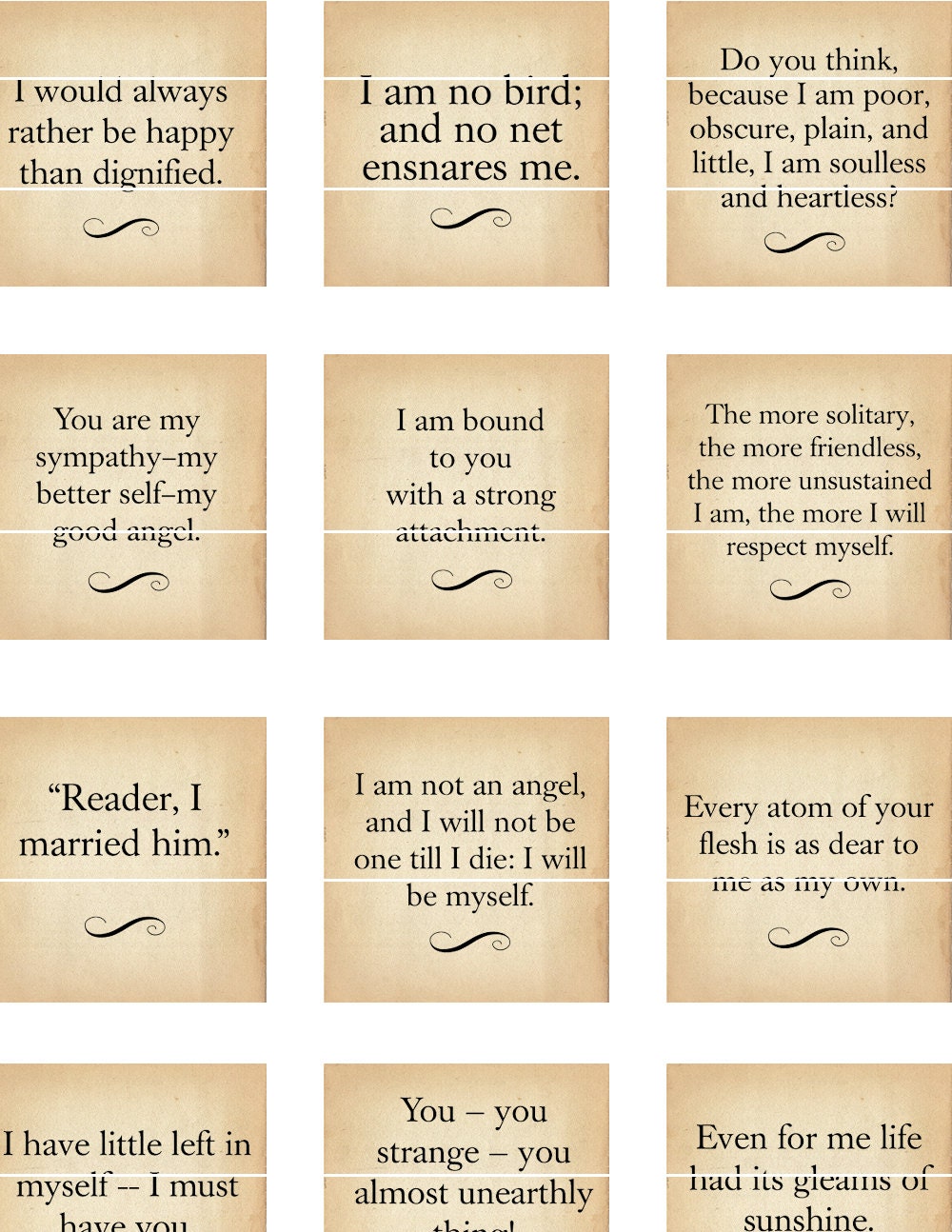 Jane Eyre Quotes Charlotte Brontë 1 Inch Square Digital - Etsy