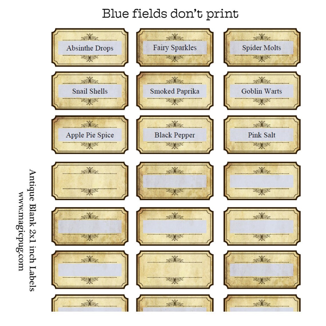 Antique Sepia Blank Spice Labels Digital Collage Sheet 300dpi | Etsy UK