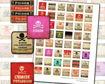 Antique Poison Pharmacy Label Digital Collage Scrabble Sheet | Etsy