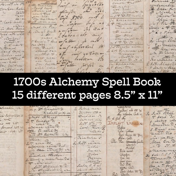 1700s Alchemy Spell Book Magic Pages Letter Size Printable - Etsy