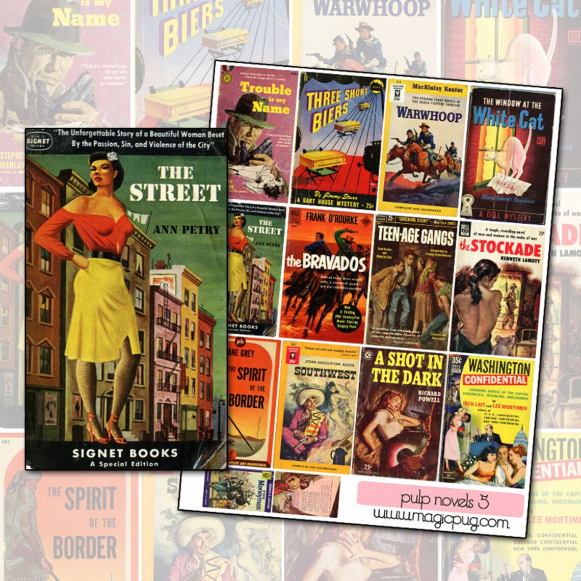 Vintage Pulp Fiction Paperback Novel Covers Digital Collage - Etsy