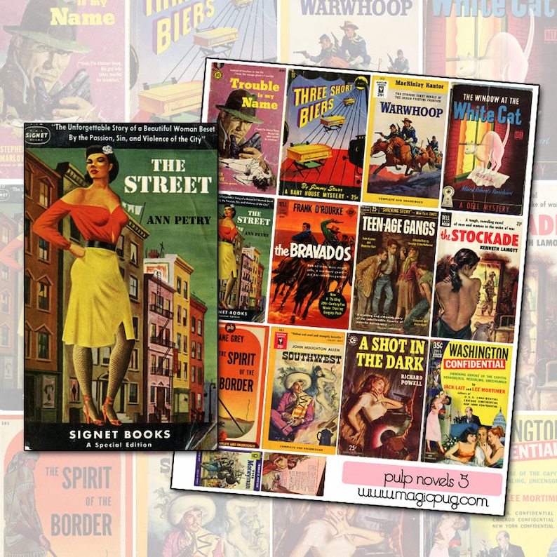 Vintage Pulp Fiction Paperback Novel Covers Digital Collage Etsy