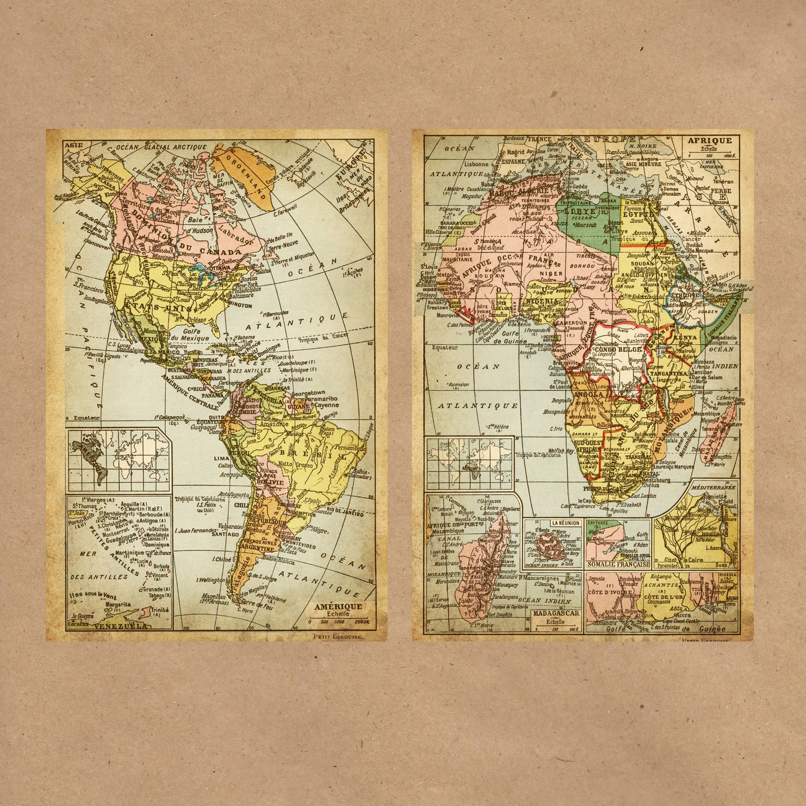 6 Antique French Maps of the World Digital Collage Sheet Set - Etsy