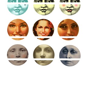 Altered Art Faces Digital Collage Sheet Set FOUR PAGES 2 Inch Circles ...