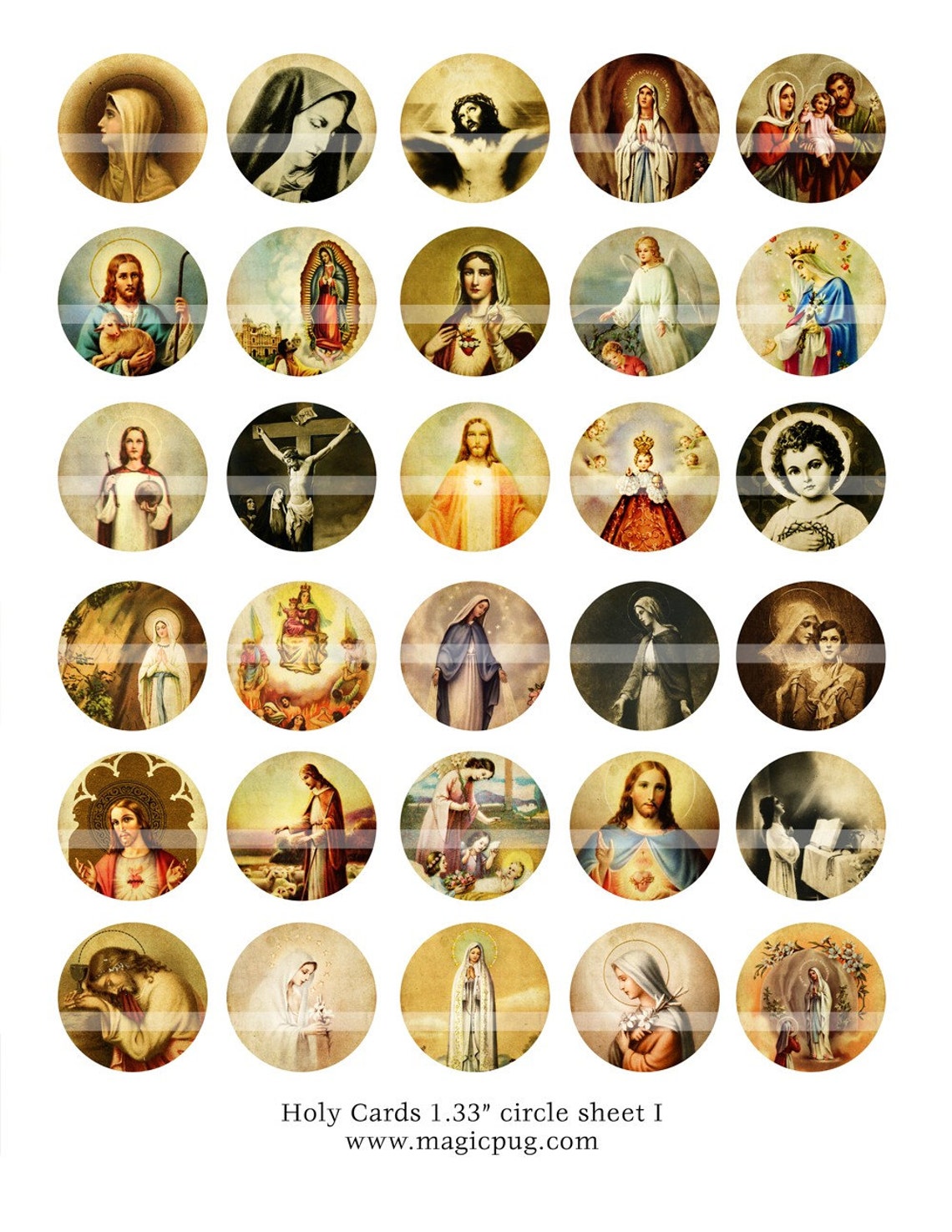 Antique Catholic Holy Cards I Digital Collage 1 Inch Round - Etsy