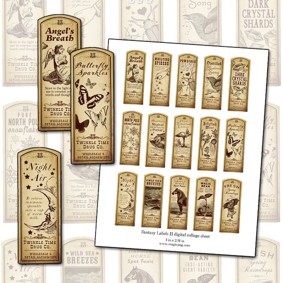 Fantasy Magic Potion Labels II Digital Collage Sheet 15 Labels - Etsy