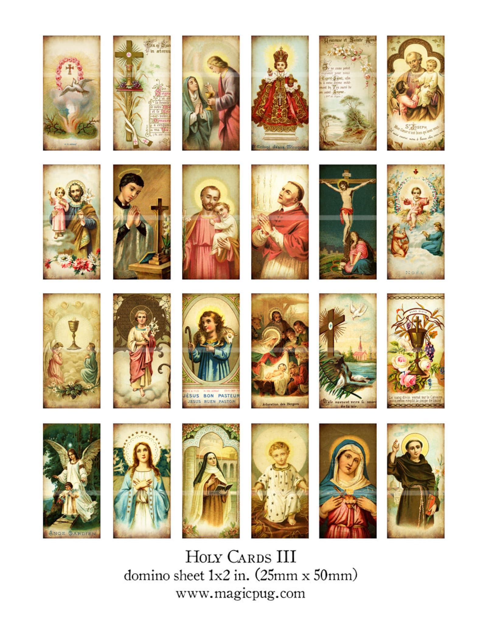 Antique Catholic Holy Cards III Digital Collage 1x2 Domino - Etsy
