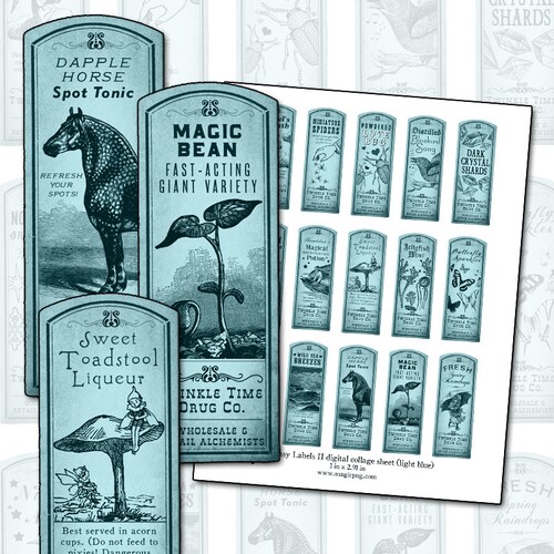 Fantasy Magic Potion Labels II Digital Collage Sheet 15 Labels | Etsy