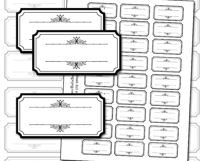 Black and White Blank Labels Digital Collage Sheet 300dpi 2x1 - Etsy