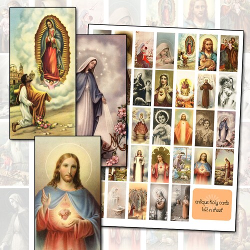 Antique Catholic Holy Cards IV Digital Collage 1x2 Domino Size - Etsy