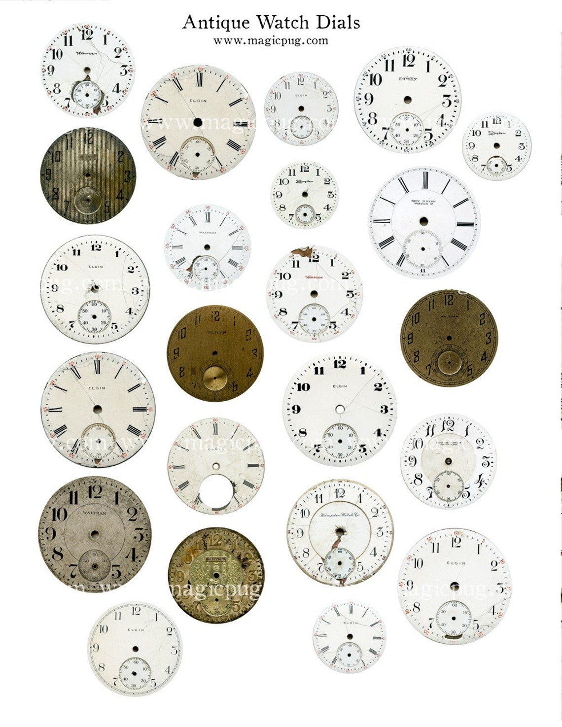 Antique Watch Dials Digital Collage Sheet Full Size | Etsy