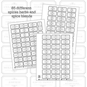 Black and White Spice Labels: Victorian Kitchen Set (digital Download ...