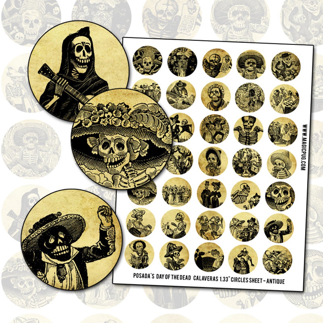 Day of the Dead Calavera Circles, Posada Graphics (digital Download) - Etsy