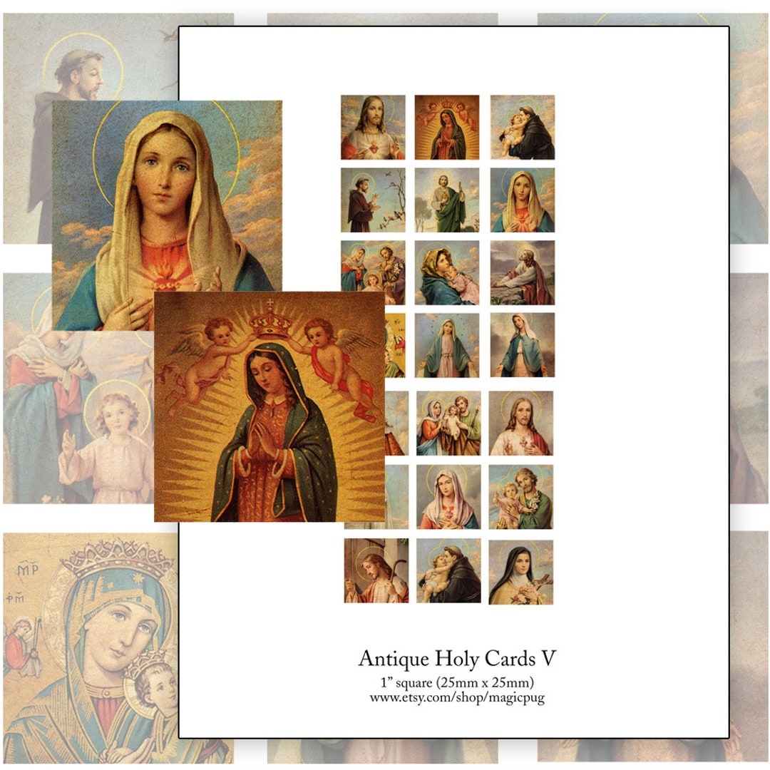 Antique Catholic Holy Cards V Digital Collage 1 Inch Square Size 25mm ...