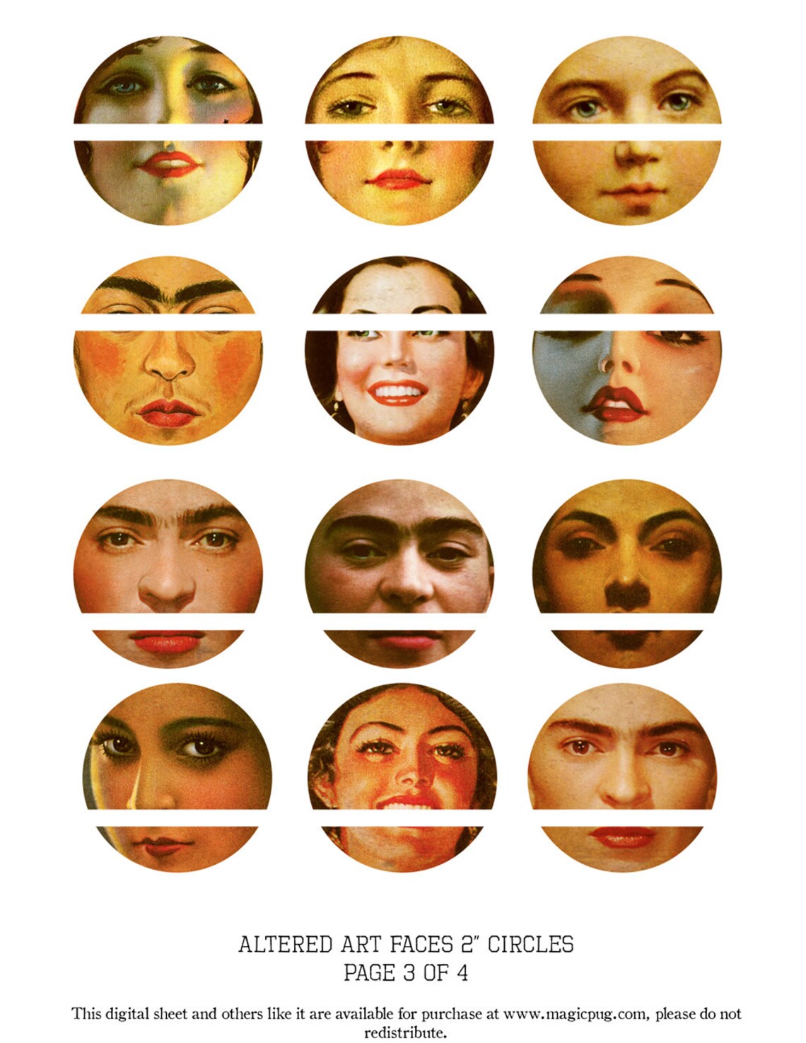 Altered Art Faces Digital Collage Sheet Set FOUR PAGES 2 Inch - Etsy