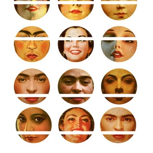 Altered Art Faces Digital Collage Sheet Set FOUR PAGES 2 Inch Circles ...