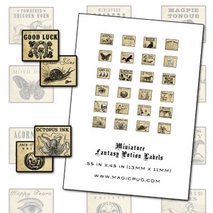 Miniature Dollhouse Fantasy Potion Labels II Digital Collage Sheet for ...