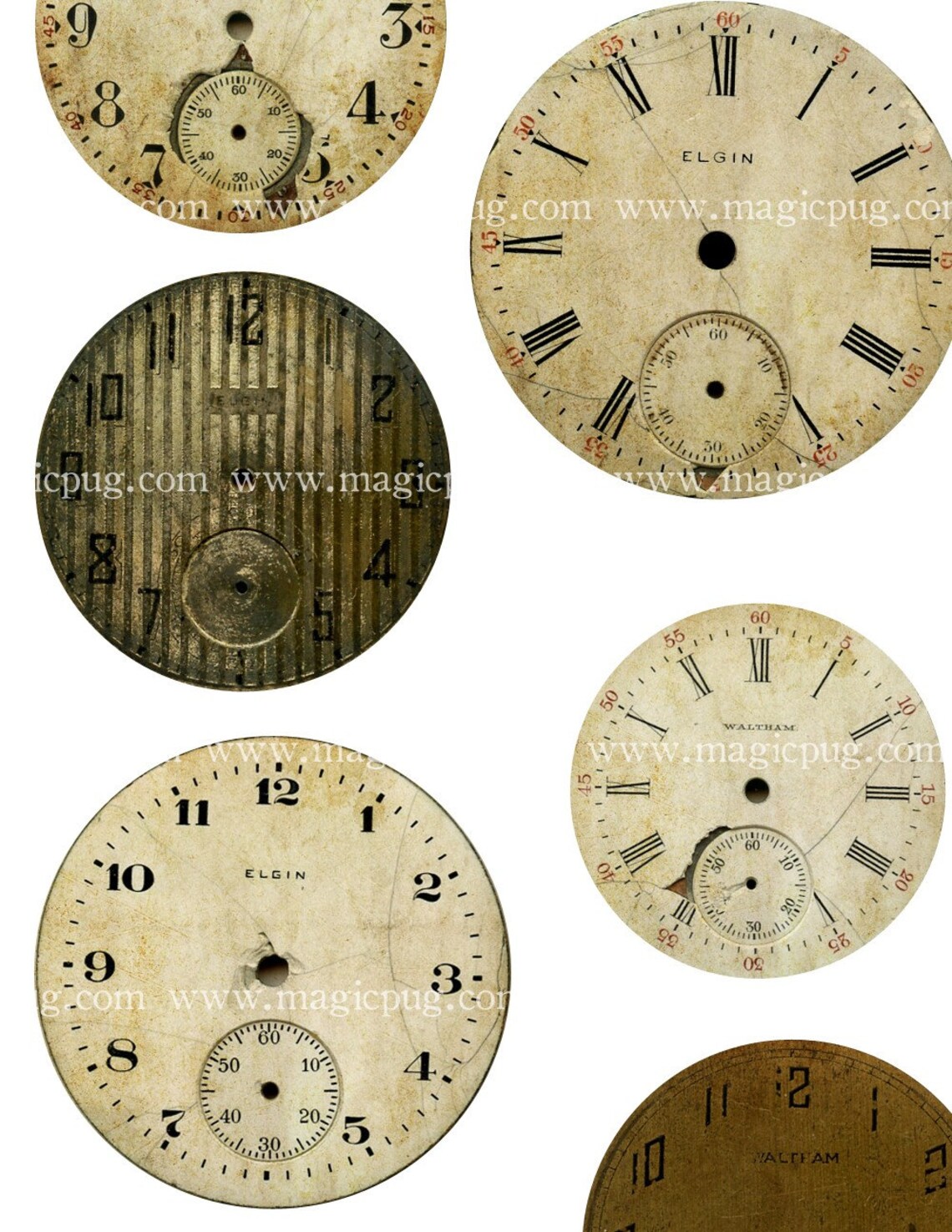 Antique Watch Dial Aged Version Digital Collage Sheet for | Etsy
