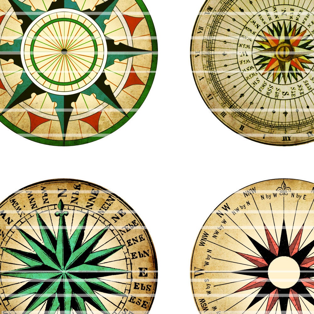 Mariner's Rose Compass Color Digital Collage Sheet 2 Inch - Etsy