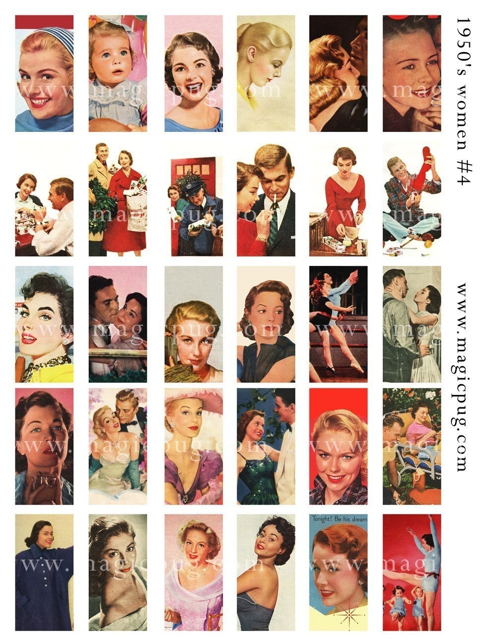 1950's Women IV Digital Collage Sheet for Domino Jewelry - Etsy