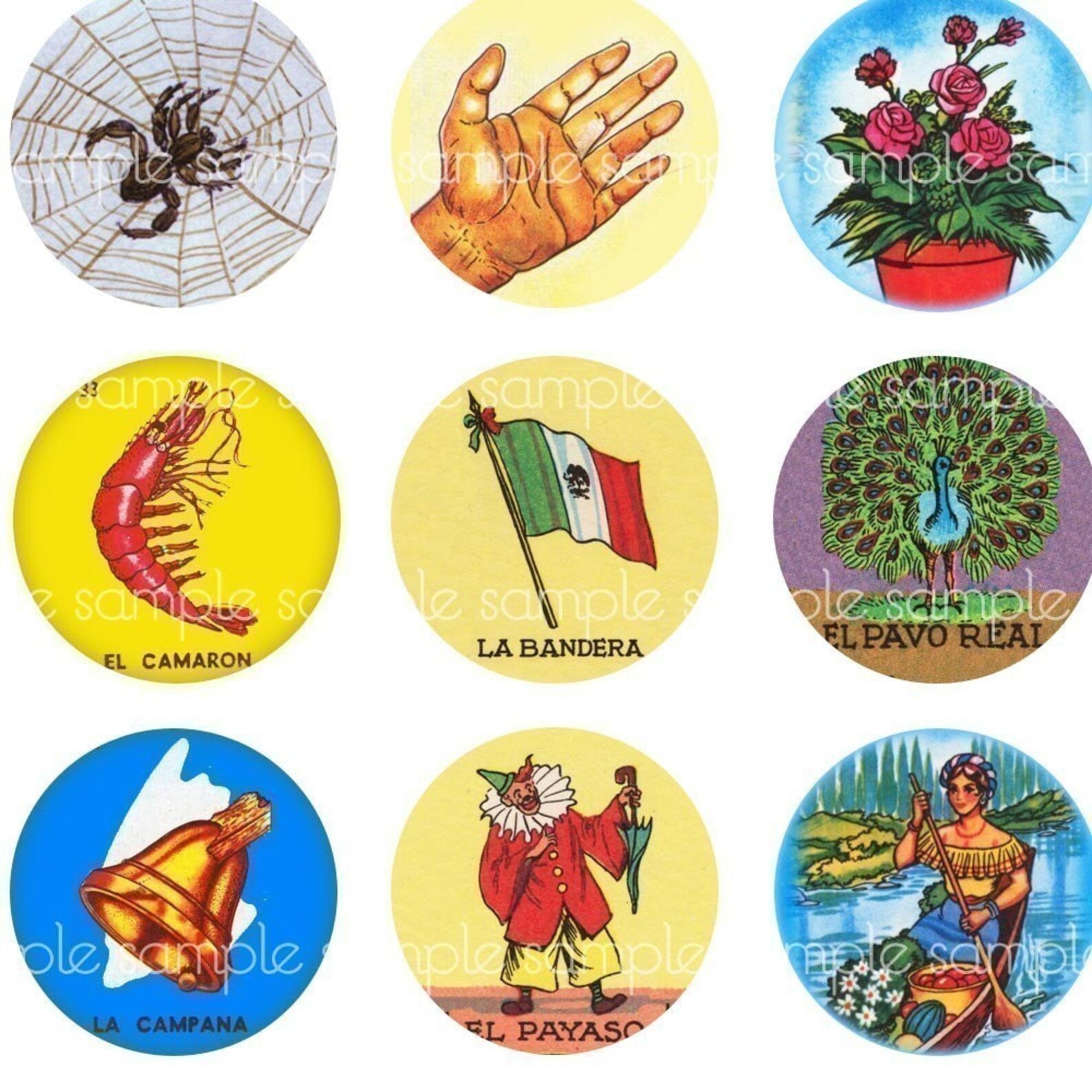 Mexican Loteria 1 Inch Circle Digital Collage Sheet for - Etsy