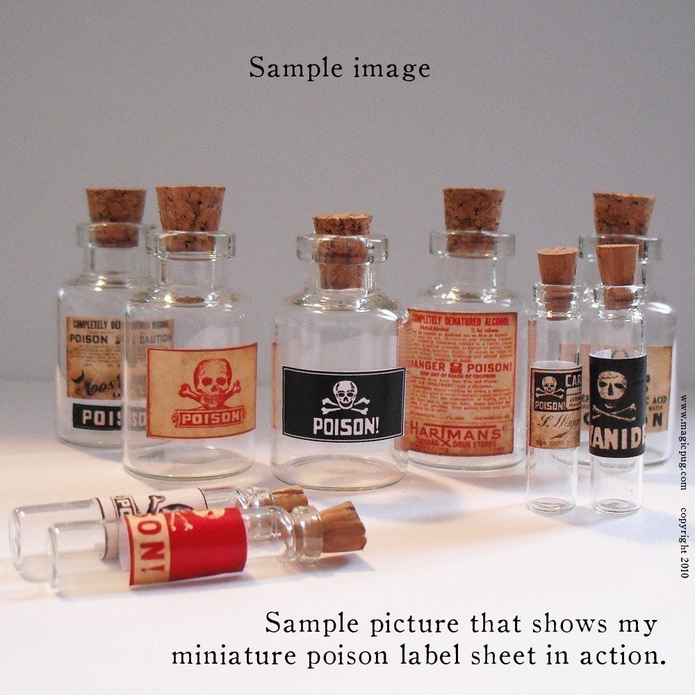 Miniature Dollhouse Prop Poison Labels Digital Collage Sheet - Etsy UK