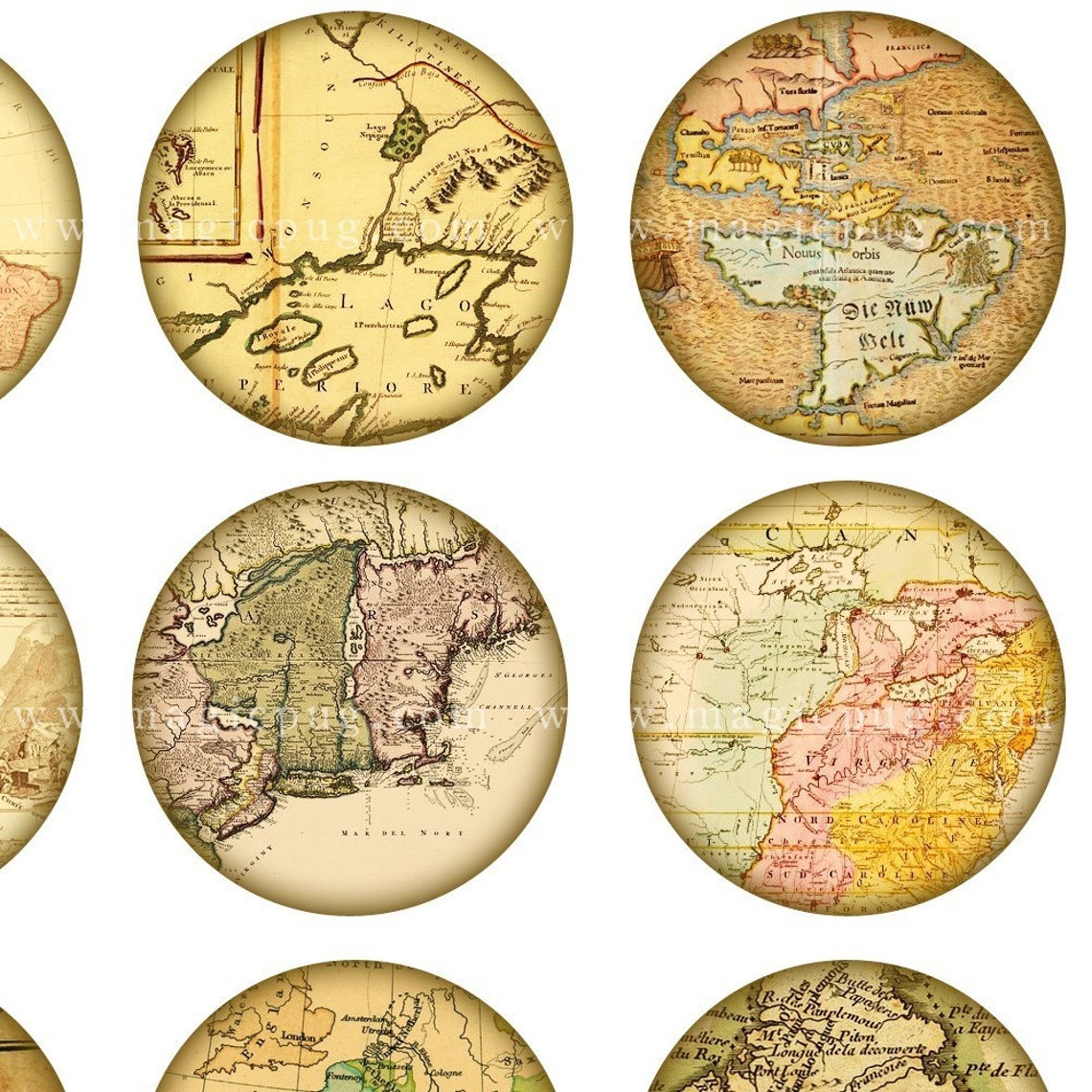 Antique Maps 1 Inch Digital Collage Sheet for Altered Art - Etsy