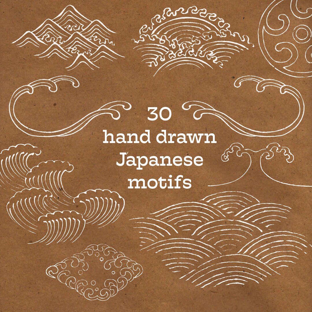 30 Traditional Japanese Motif Photoshop Brushes Mixed Media Digital Art ...