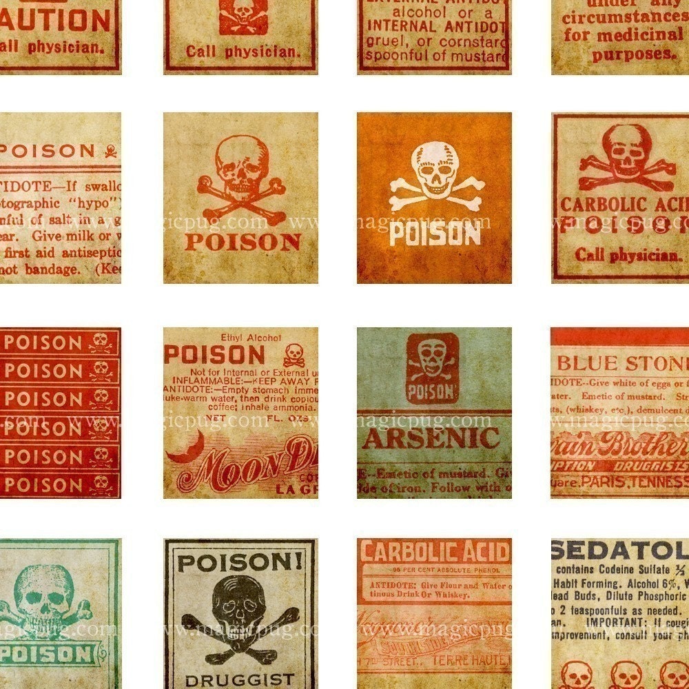 Antique Poison Pharmacy Label Digital Collage Scrabble Sheet - Etsy