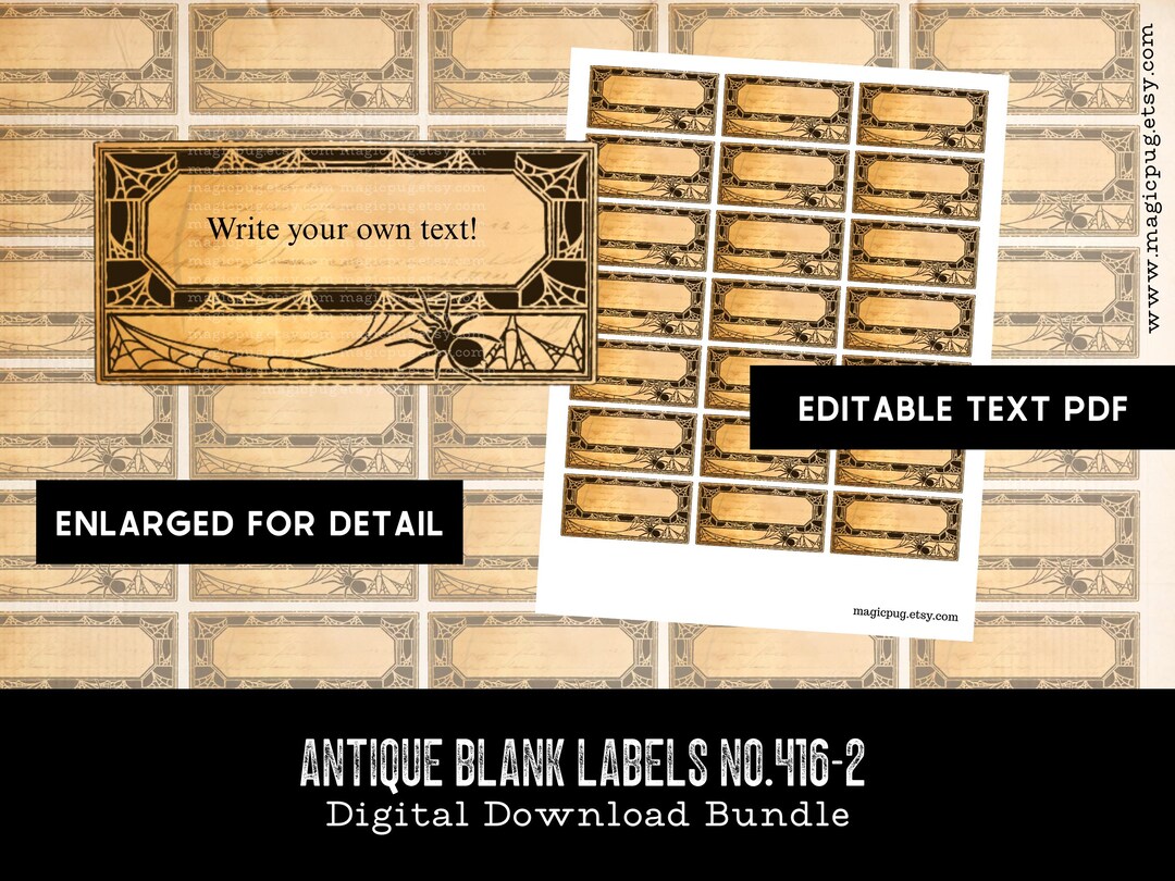 Sepia Blank Labels: Spider Design, Editable PDF (2x1, 25x50mm) - Etsy