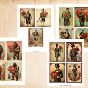 Halloween Monster Valentines Junk Journal Collage Clipart Set Fussy ...