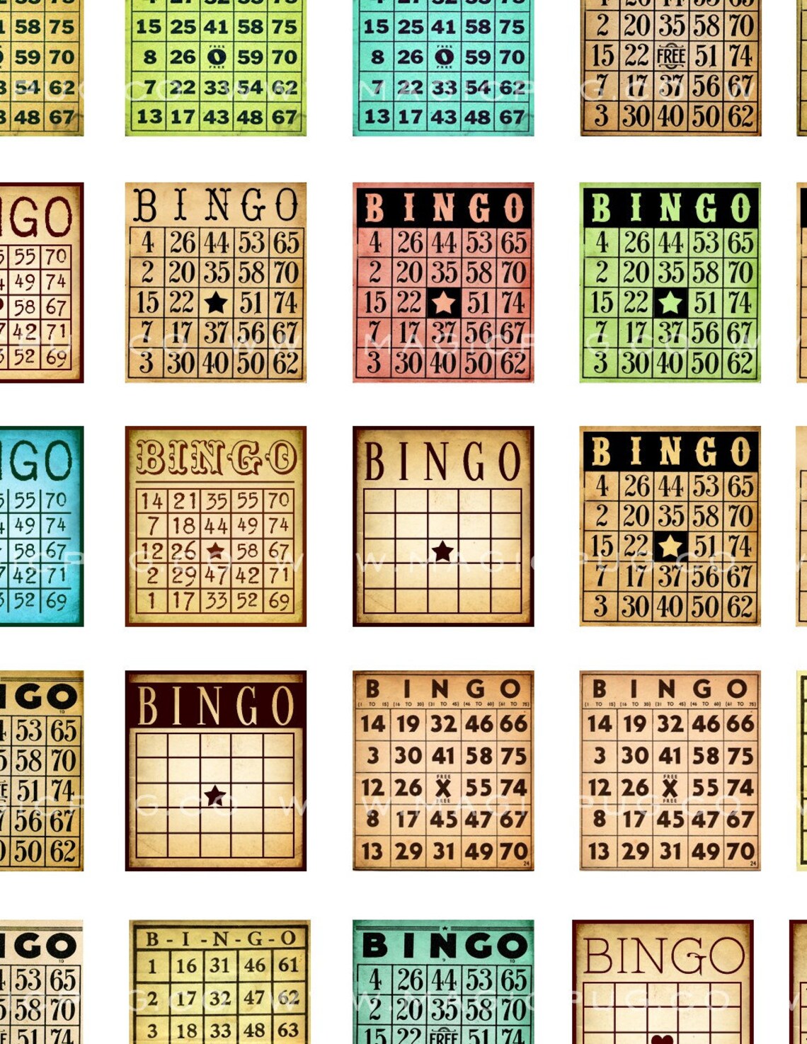 Antique Bingo Cards Scrabble Sized Digital Collage Sheet .75 X - Etsy