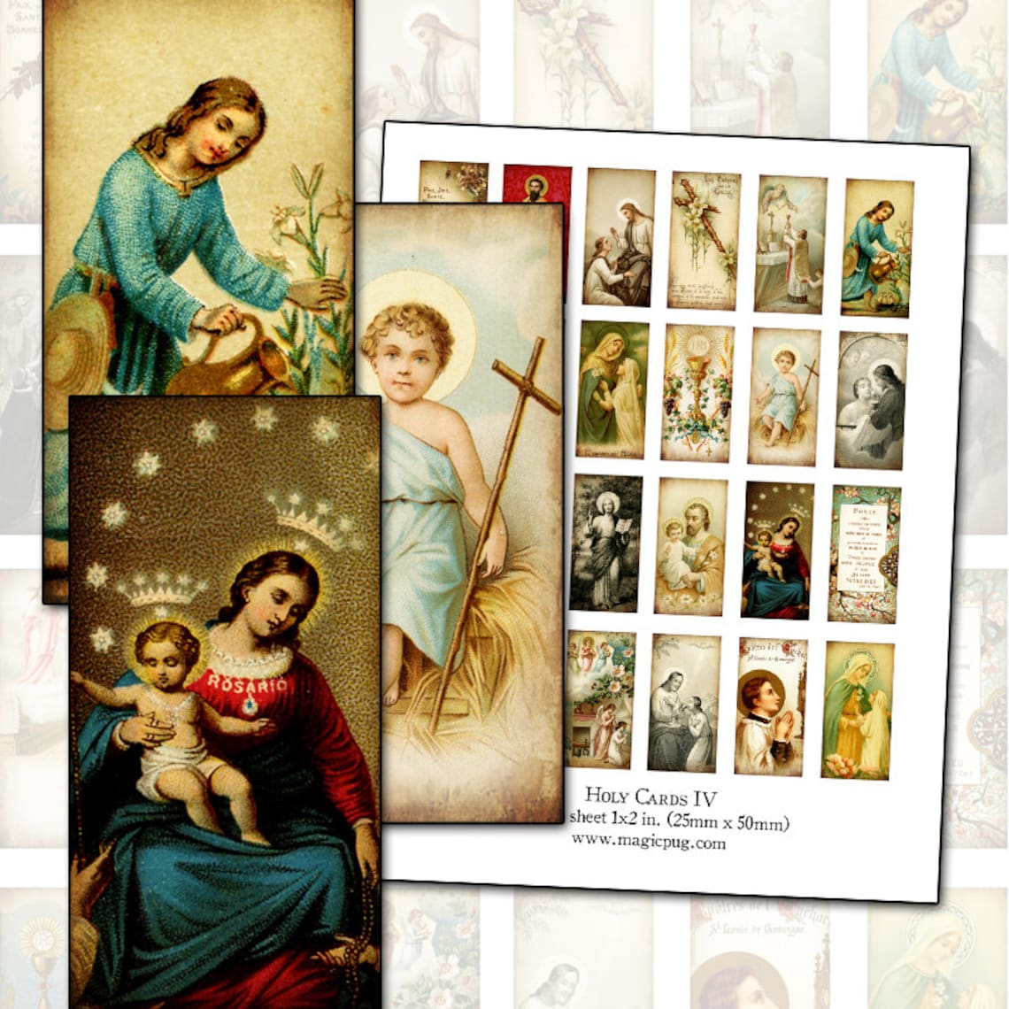 Antique Catholic Holy Cards IV Digital Collage 1x2 Domino Size - Etsy