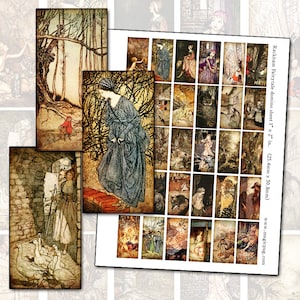 Antique Storybook Illustration Fairy Tales Domino Digital Collage Sheet ...