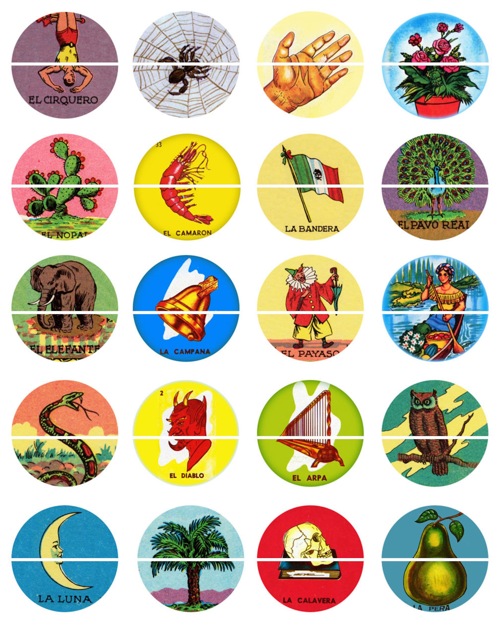 Mexican Loteria 18mm Circle Digital Collage Sheet for Jewelry - Etsy