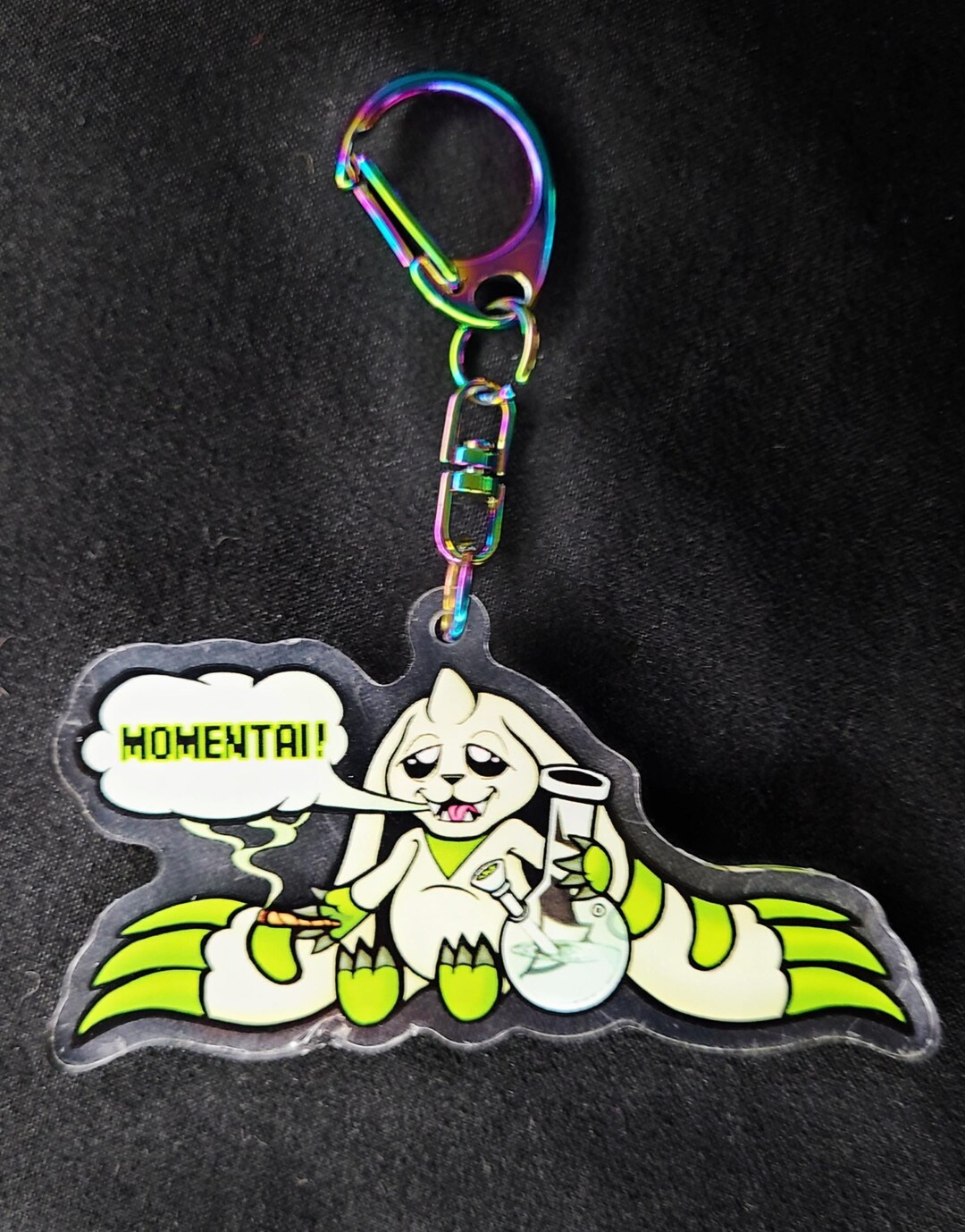 Terriermon the Stoner Digimon With Bong Momentai Keychain - Etsy Norway