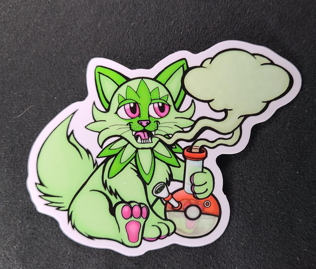 Sprigatito the Pokémon Weed Cat With Pokeball Bong Sticker - Etsy