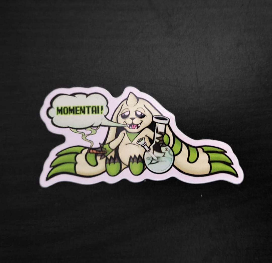 Terriermon the Stoner Digimon With Bong Momentai Sticker - Etsy