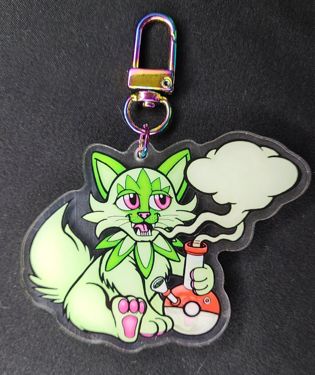 Sprigatito the Pokémon Weed Cat With Pokeball Bong Keychain - Etsy