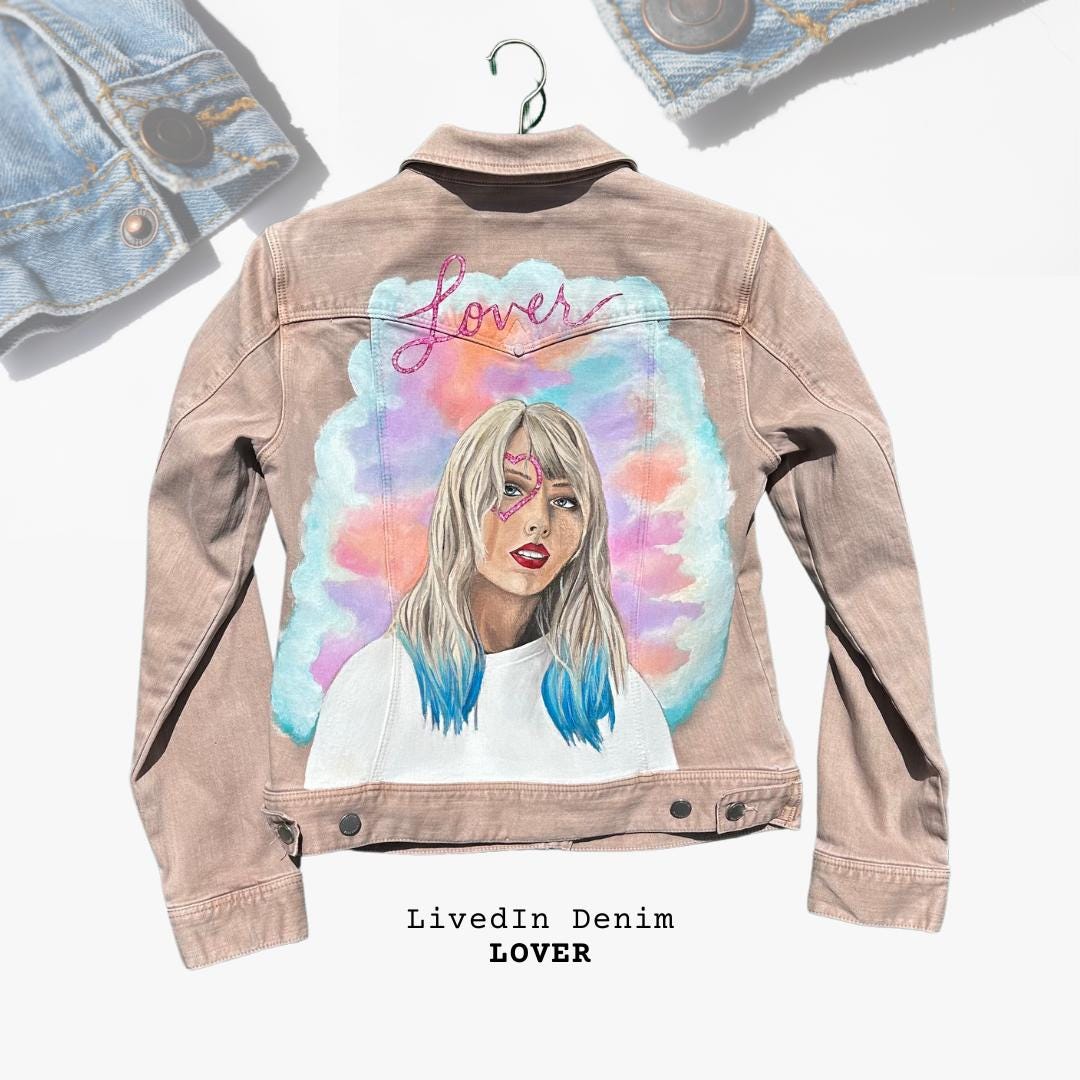 Hand-painted Taylor Swift Lover Denim Jacket | Unique Swiftie Art ...