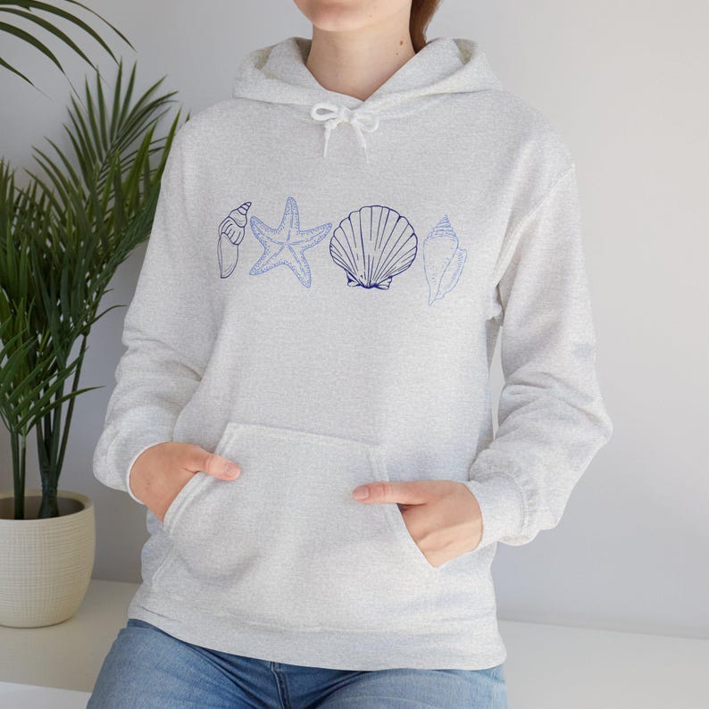 Seashell Hoodie, Beach Theme Sweater Gift, Ocean Lover Pullover, Unisex ...