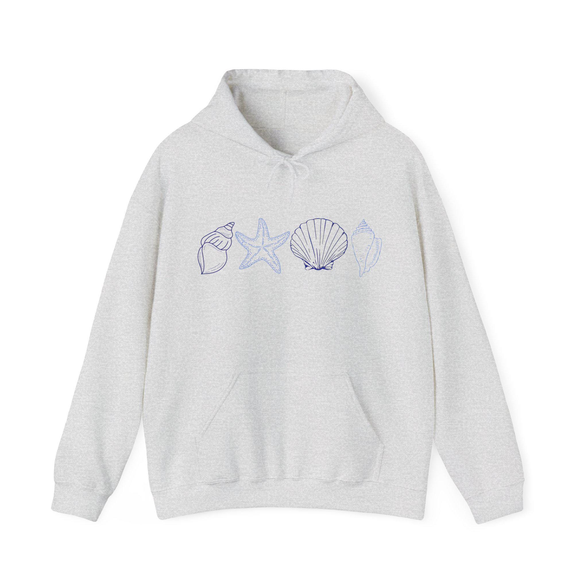 Seashell Hoodie, Beach Theme Sweater Gift, Ocean Lover Pullover, Unisex ...