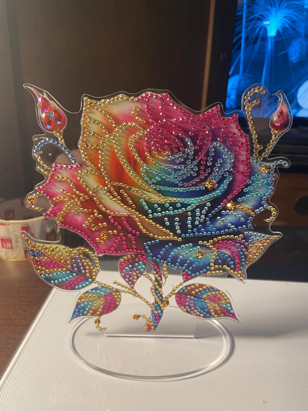 Acrylic Rainbow Rose Diamond Art Display - Etsy