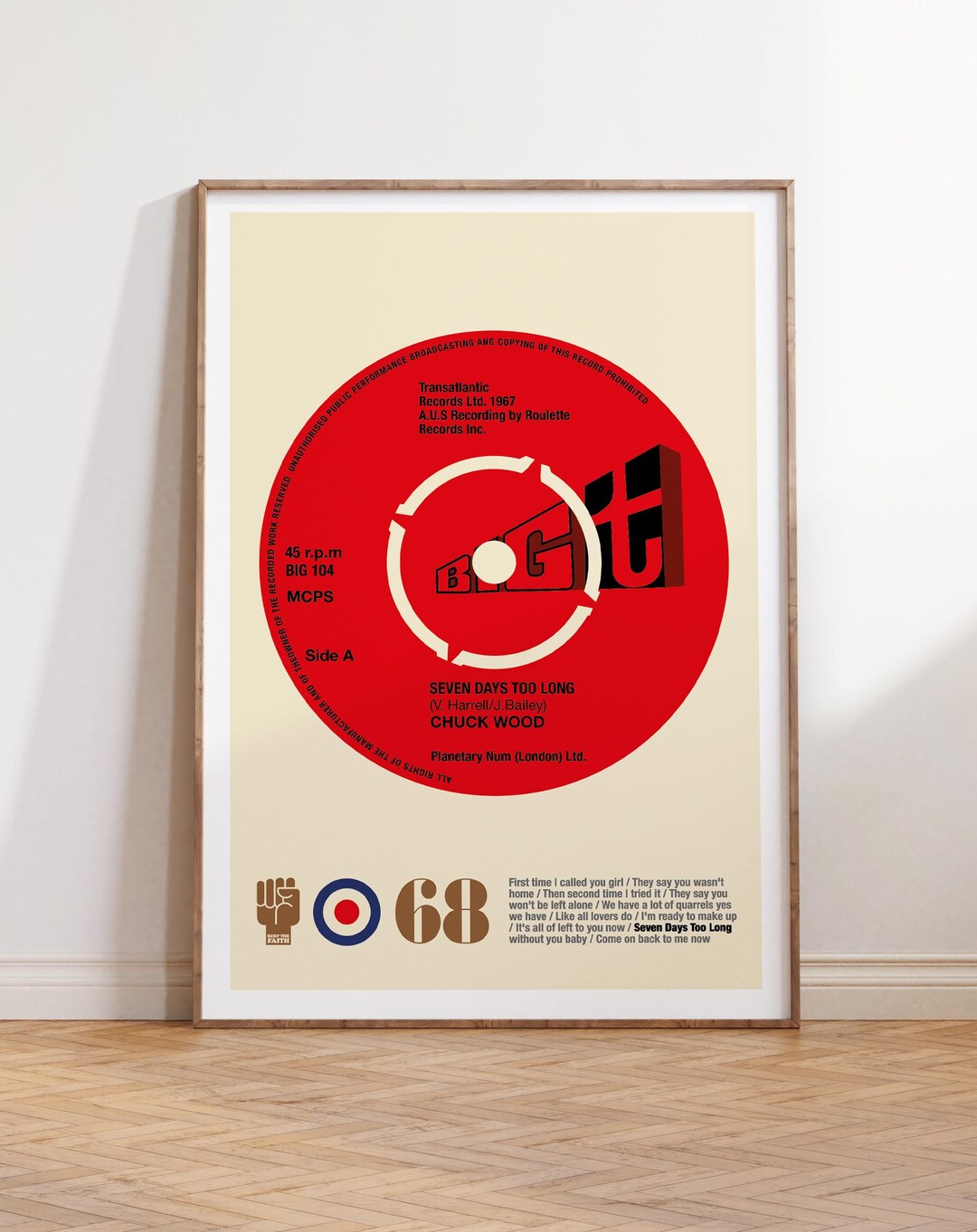 Northern Soul Art Print Classic Record Label for 'seven Days Too Long ...