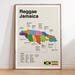 Reggae Map of Jamaica - Fine Art Poster Featuring Parishes & Local ...