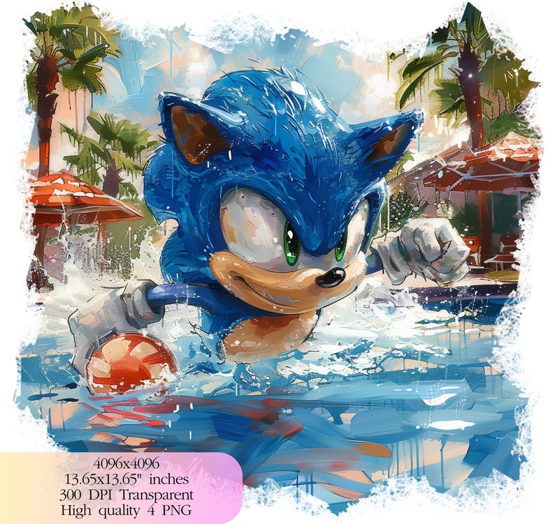 Sonic Pool Party Birthday - 300 DPI, High-resolution, Transparent ...