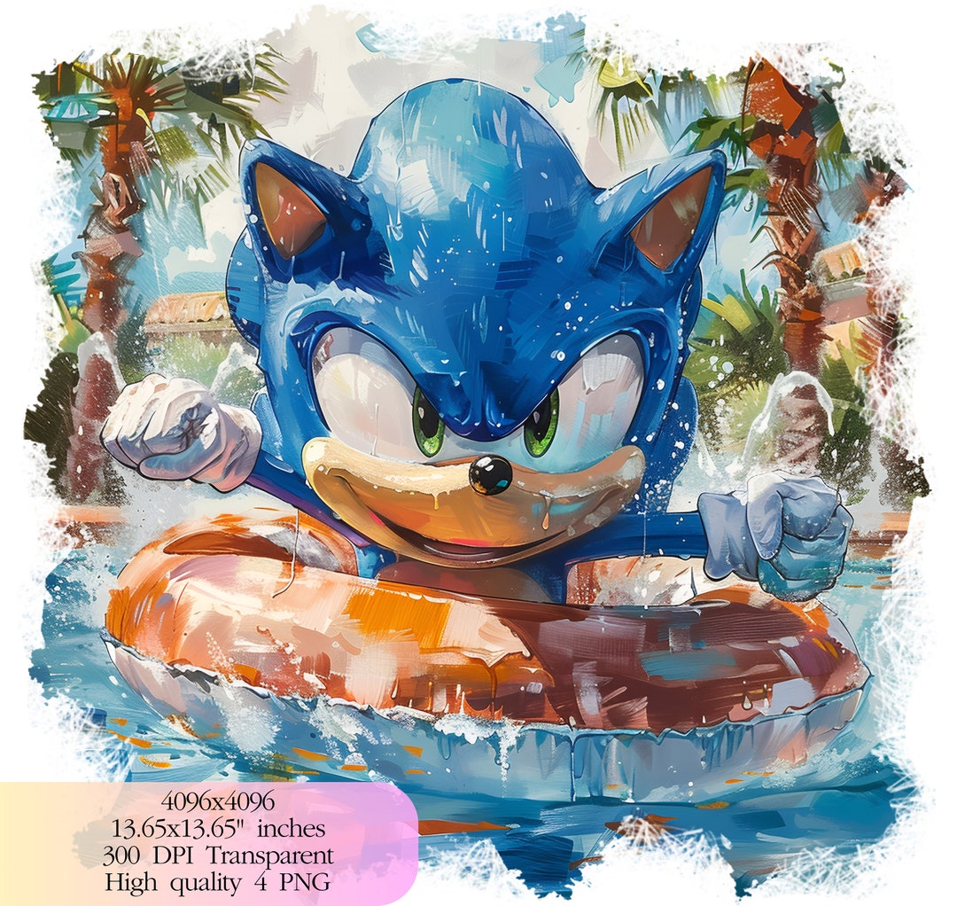 Sonic Pool Party Birthday - 300 DPI, High-resolution, Transparent ...