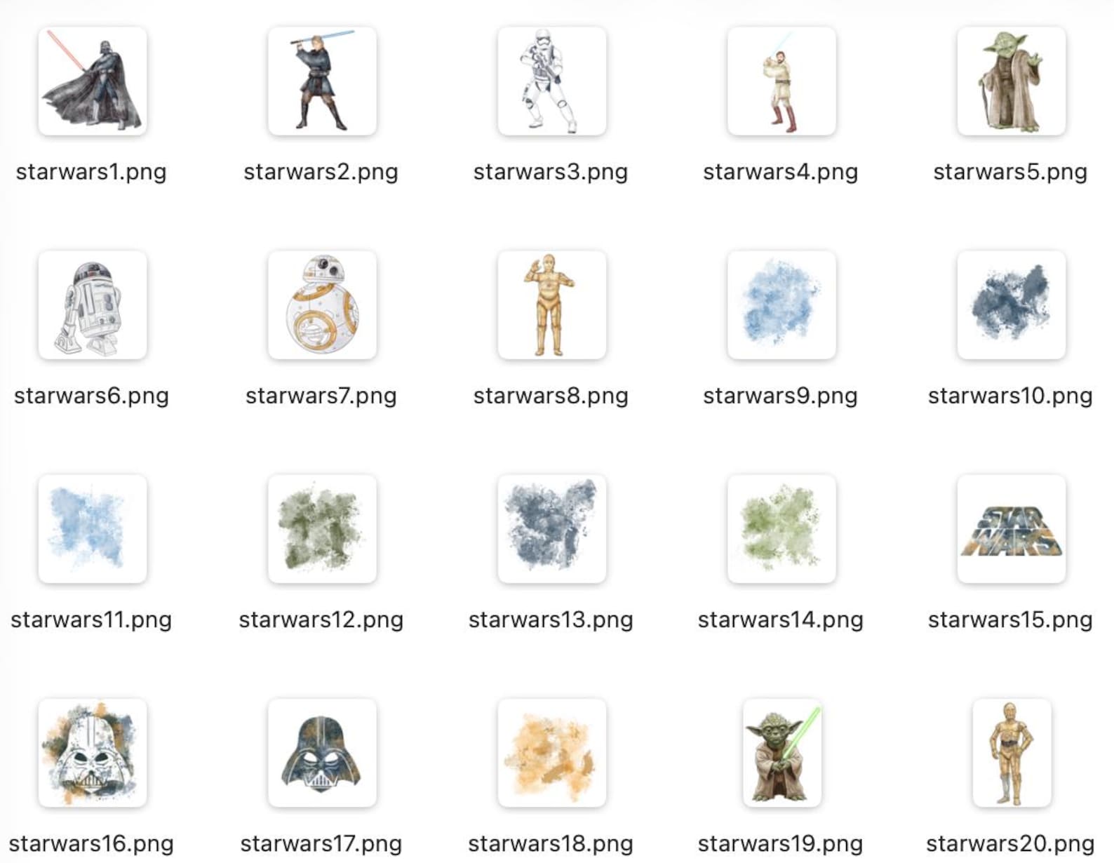 Star Wars PNG Clipart Bundle | Classic Star Wars Characters PNG Bundle ...
