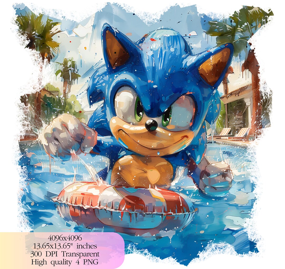 Sonic Pool Party Birthday - 300 DPI, High-resolution, Transparent ...