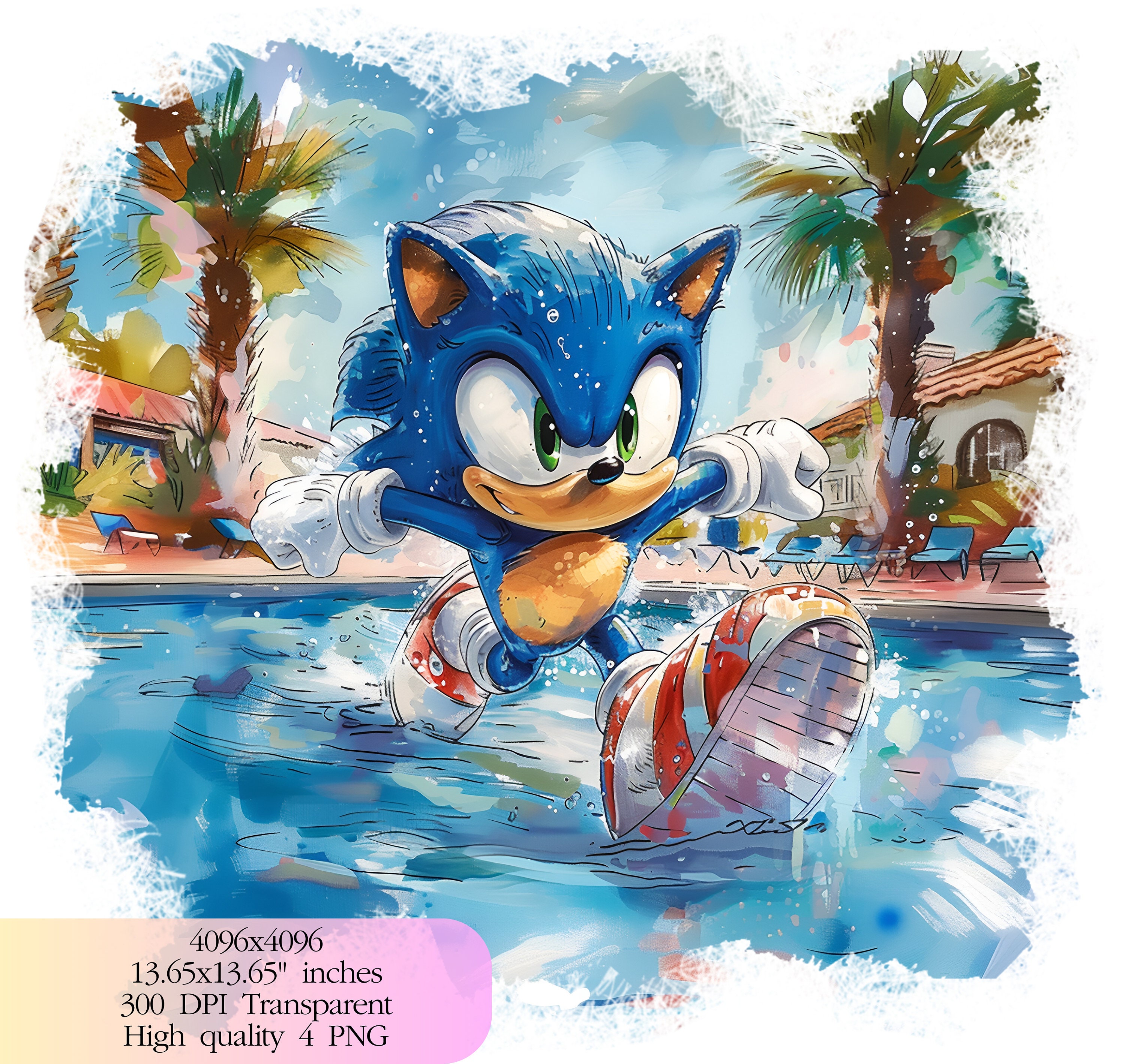 Sonic Pool Party Birthday - 300 DPI, High-resolution, Transparent ...